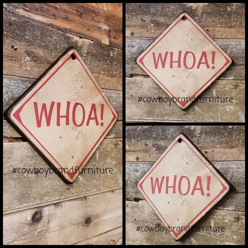 Whoa Western Antiqued Wooden Sign - Etsy