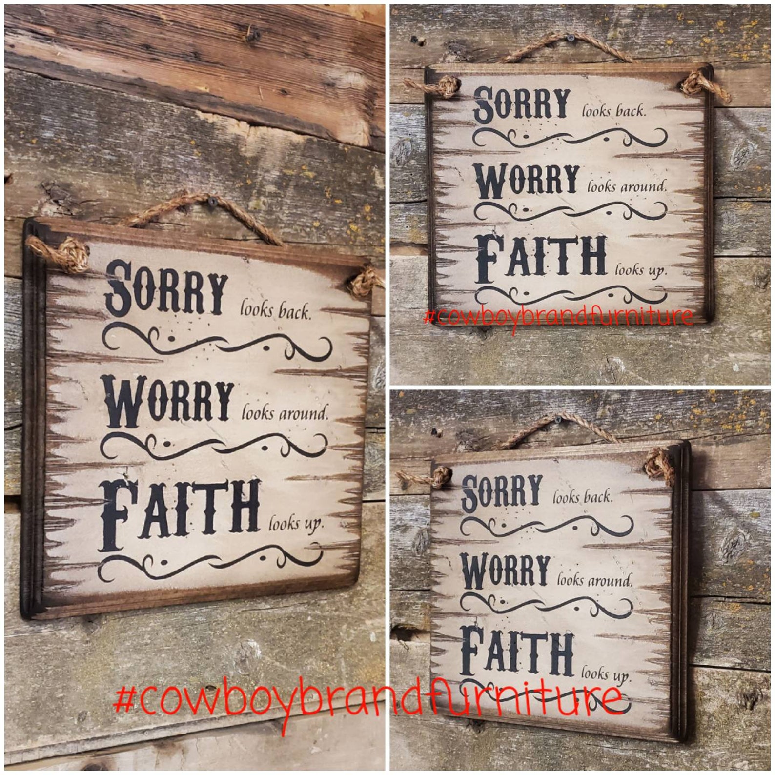 Sorry Looks Back Worry Looks Around Faith Looks Up Western - Etsy