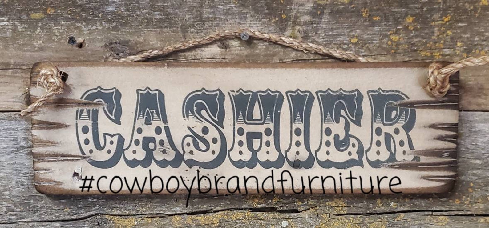 Cashier Western Antiqued Wooden Sign | Etsy