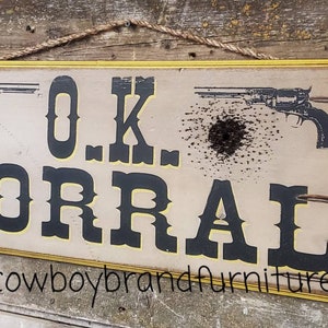 OK Corral, Western, Antiqued Wooden Sign - Etsy
