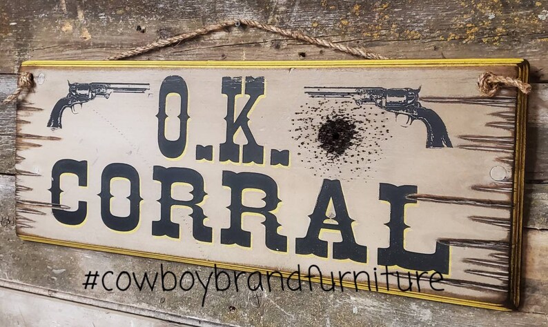 OK Corral Western Antiqued Wooden Sign | Etsy