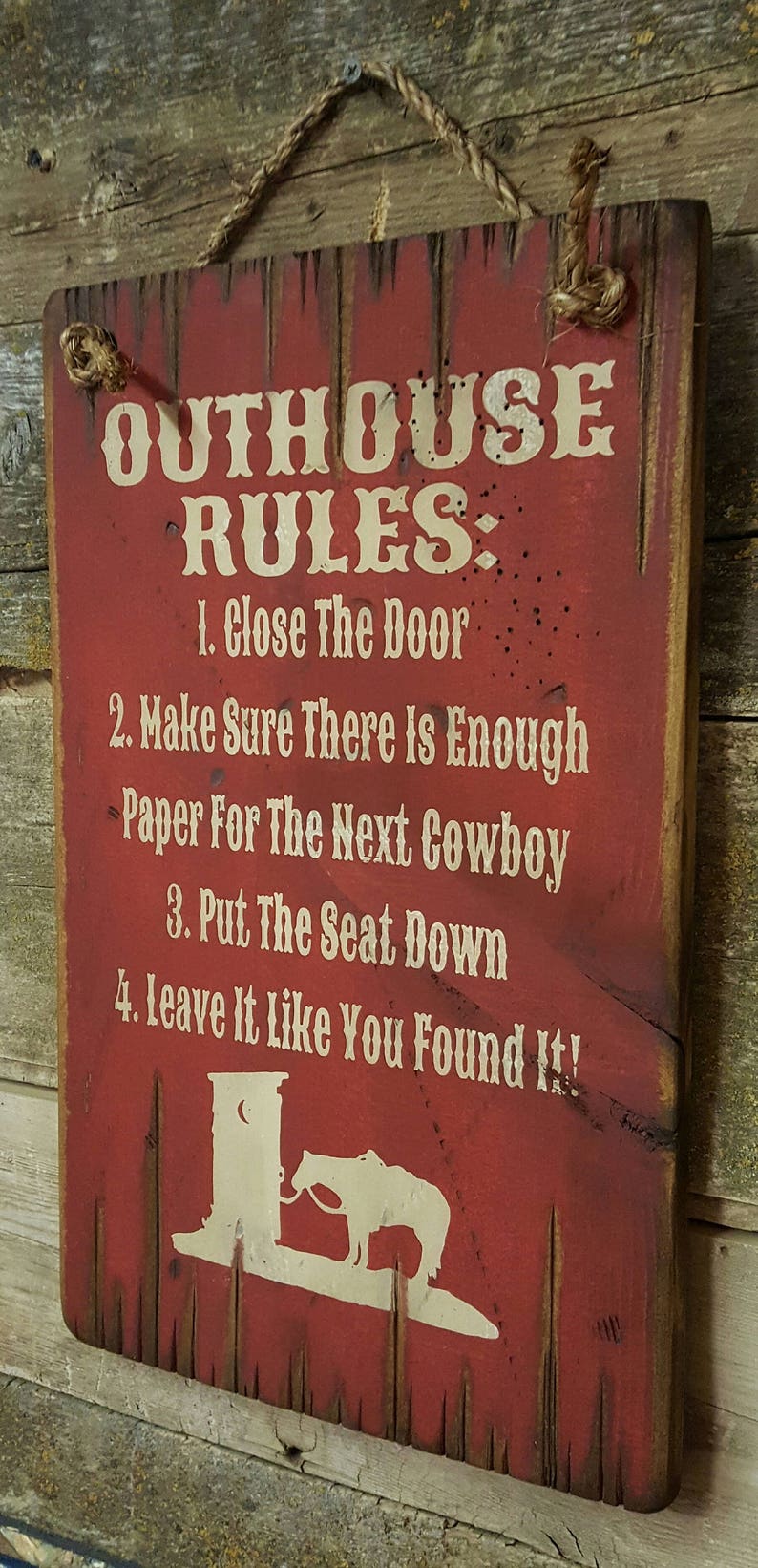 Outhouse Rules Humorous Western Antiqued Wooden Sign - Etsy