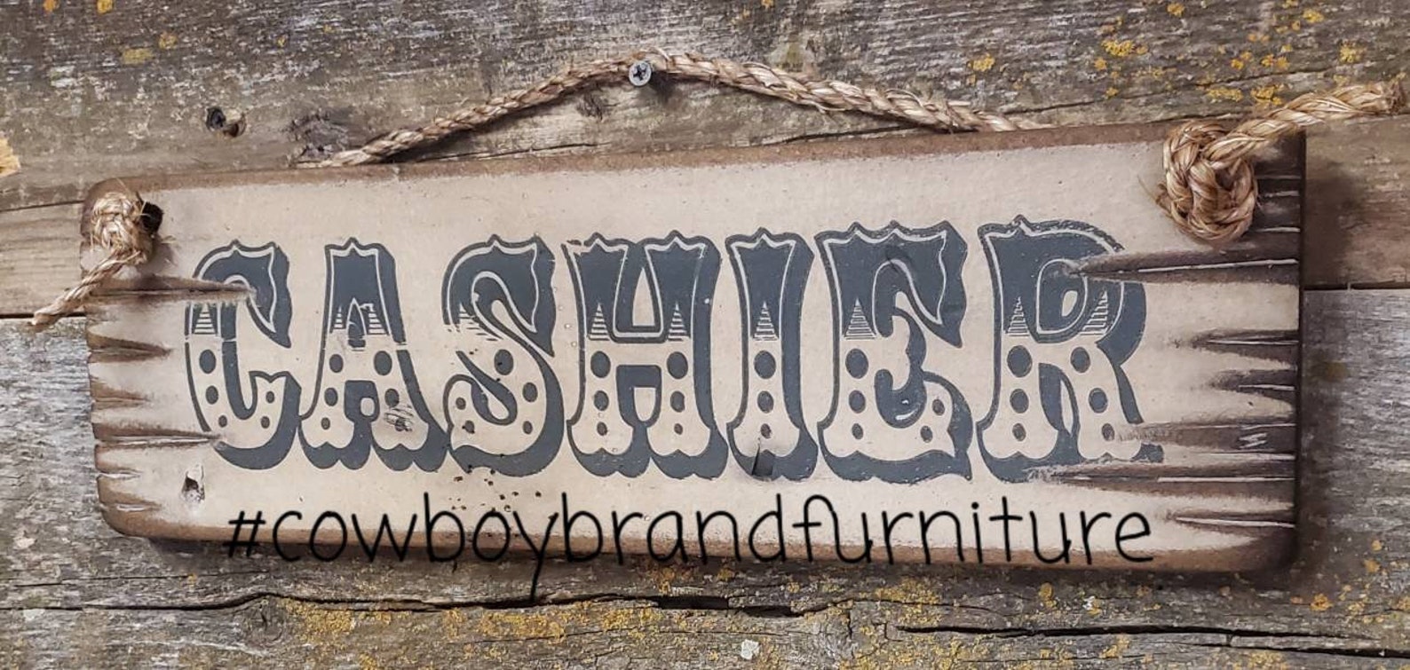 Cashier Western Antiqued Wooden Sign | Etsy