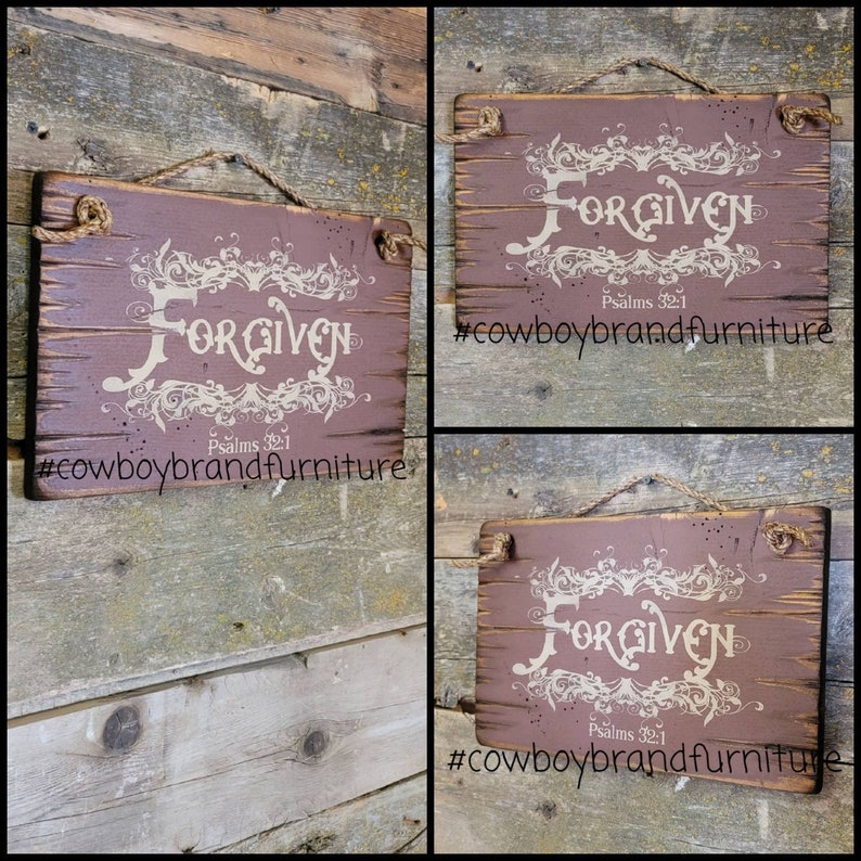 Forgiven Psalms 32:1 Rustic Antiqued Wooden Sign - Etsy