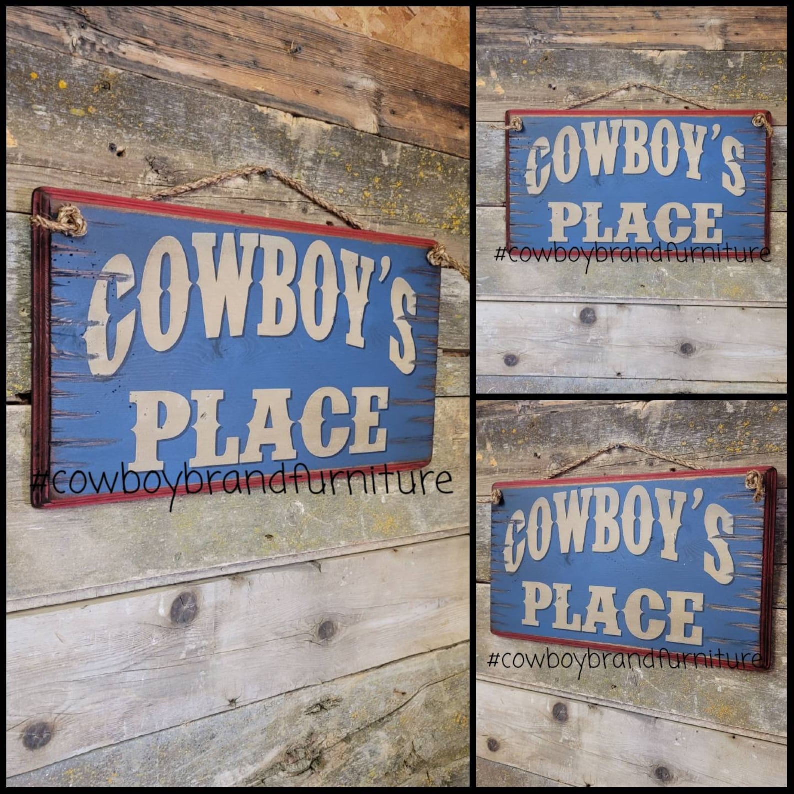 Cowboy's Place Western Antiqued Wooden Sign - Etsy