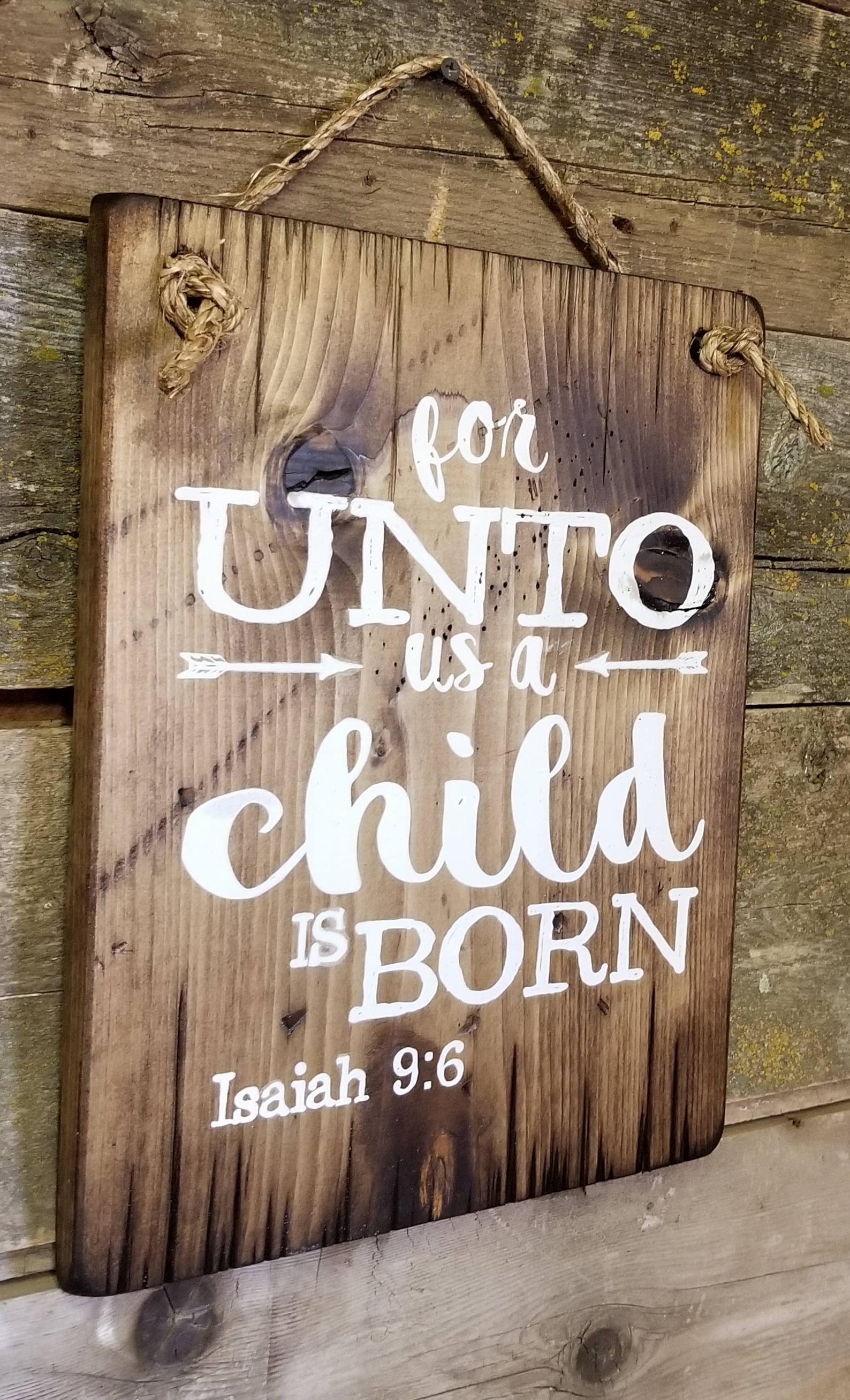 For Unto Us A Child is Born Isaiah 9:6 Western Antiqued | Etsy