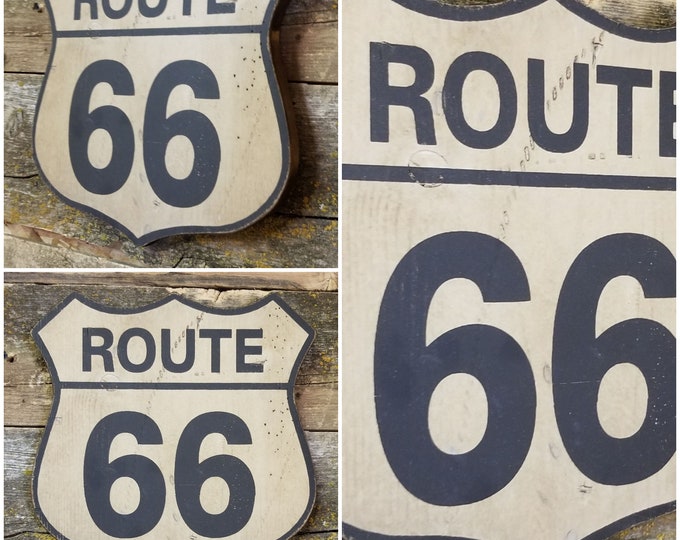 Route 66, Nostalgic, Western, Antiqued, Vintage, Road, Travel, Wooden ...