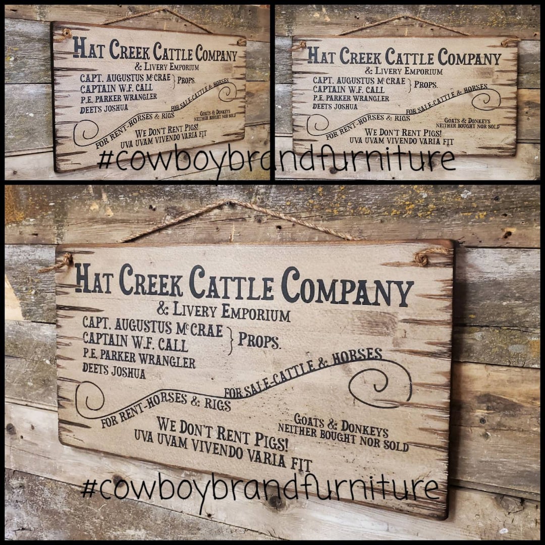 Hat Creek Cattle Company & Livery Emporium, LARGE Lonesome Dove Sign ...