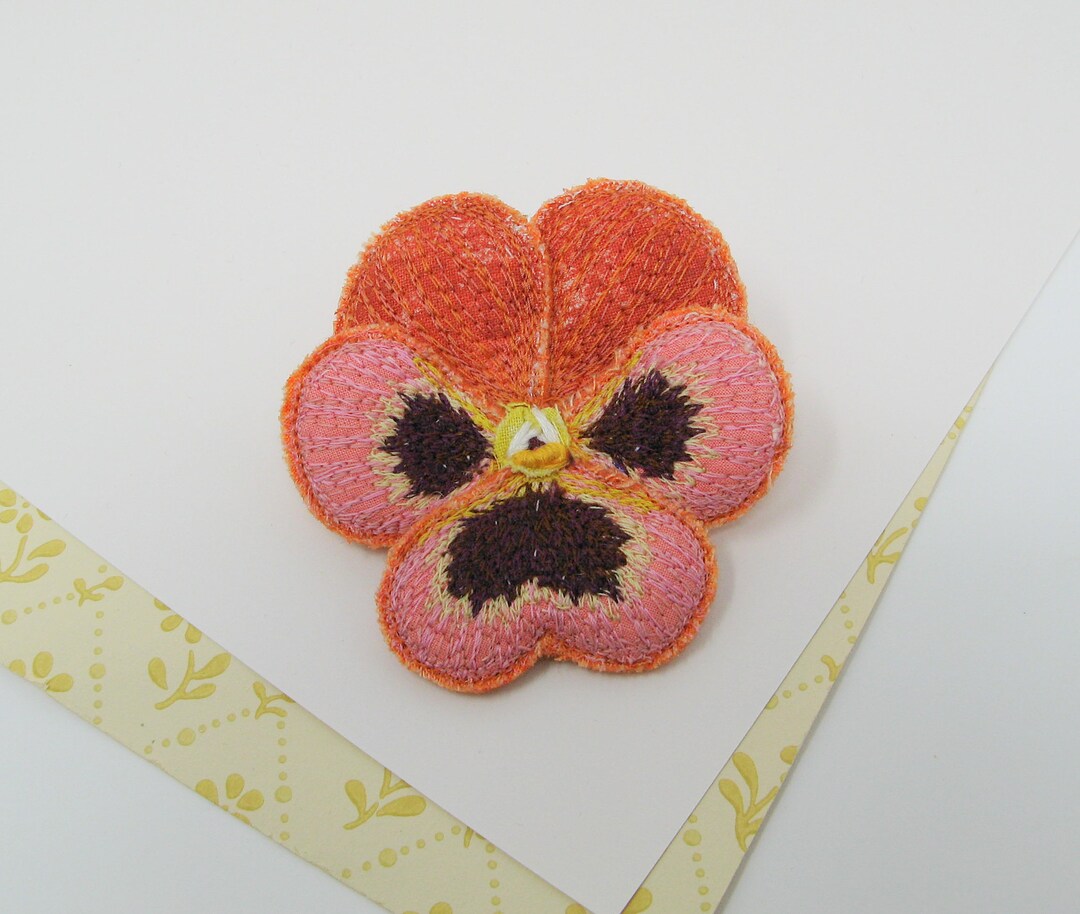 Embroidered Pansy Brooch, Pansy Pin, Textile Art, Soft Sculpture. - Etsy