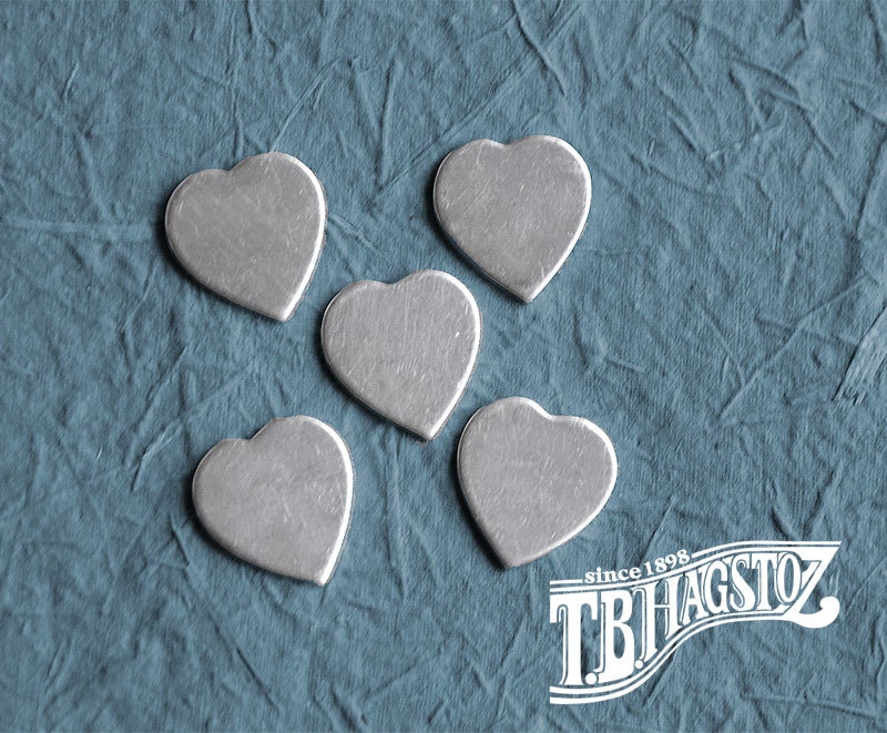 5 Heart Shaped Discs Disks Sterling Silver Disc 20 Gauge X 1/2" X 5/8 ...