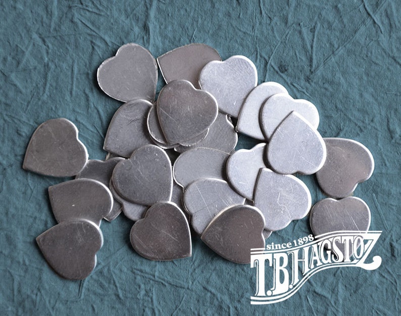 5 Heart Shaped Discs Disks Sterling Silver Disc 20 Gauge X 1/2" X 5/8 ...
