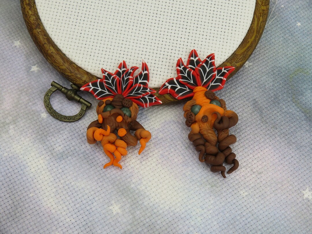 Mandrake Needle Minder "red Leaves" / Halloween Magnetic Needle Holder ...