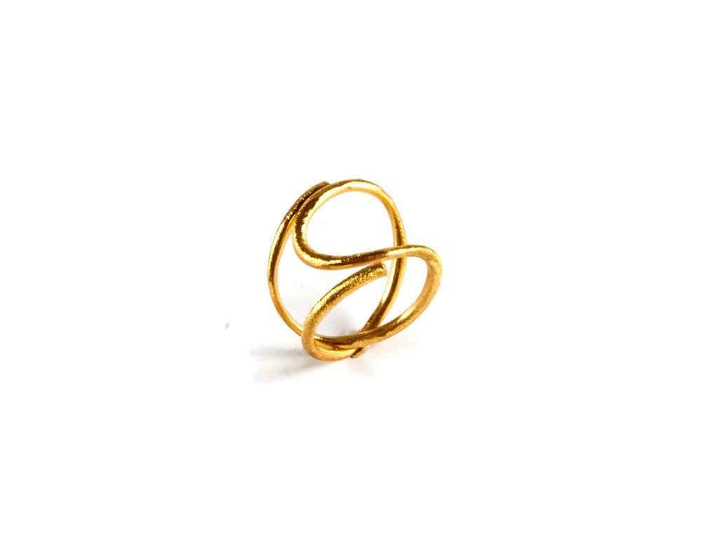 Infinity Linear Statement Ring Sterling Silver Gold Plated - Etsy