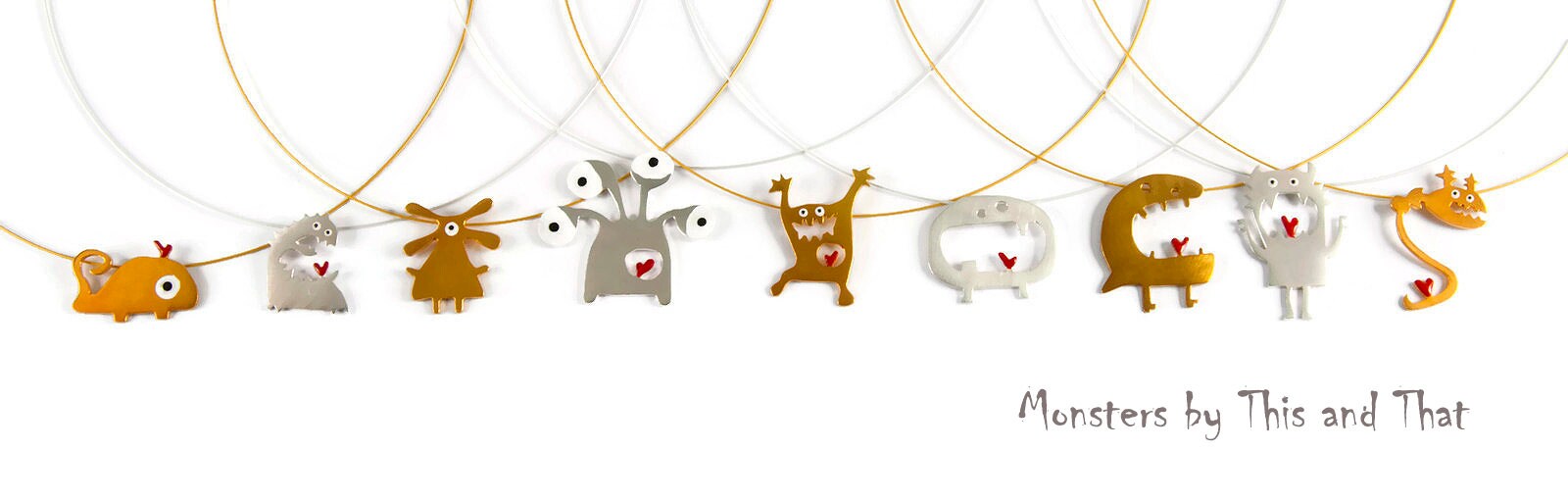 Bat Monster Red Heart Pendant Sterling Silver 22K Yellow Gold Plated ...