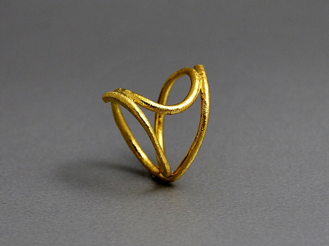 Infinity Linear Statement Ring Sterling Silver Gold Plated - Etsy