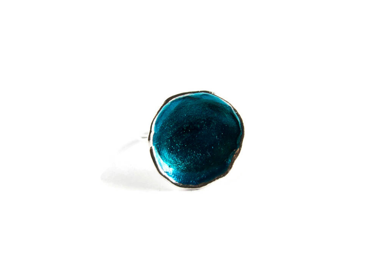 Color Pool Statement Ring Custom Color Enamels Sterling Silver Big Disc ...