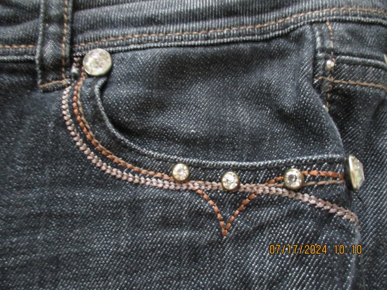 Bling Black Denim Jeans Front and Back Pockets - Etsy