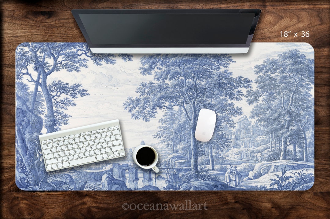 Landscape Desk MAT, Multiple Sizes, Blue Desk Pad, Art Desk Decor ...