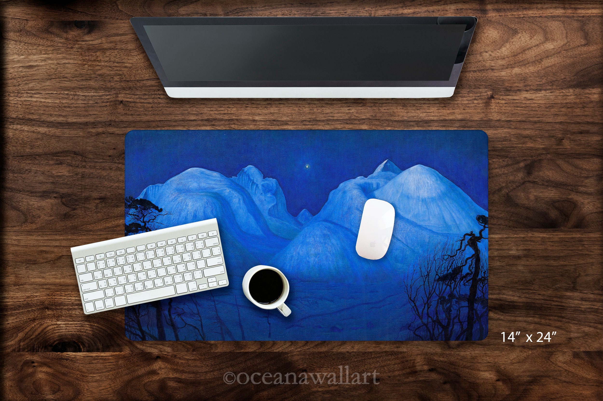 Moon Desk MAT Multiple SizesLandscape desk mat Art desk | Etsy