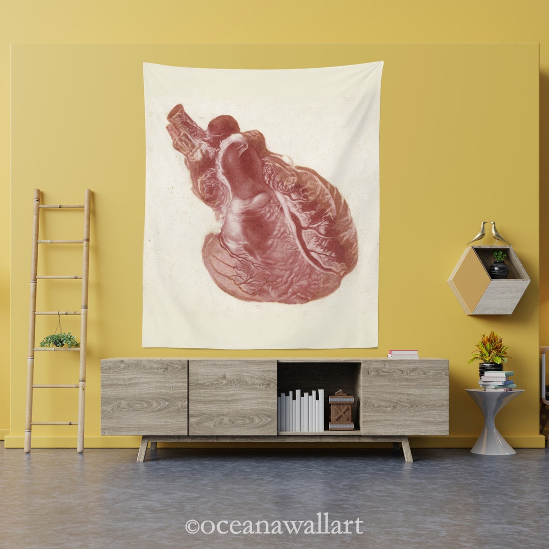 Heart Tapestry, Anatomy Art, Vintage Tapestry, Fabric Wall Tapestry ...