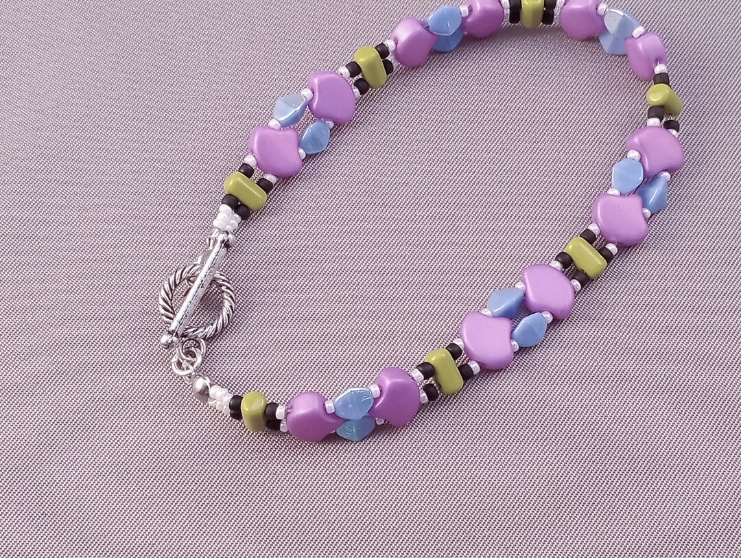 Brightly Colored Bracelet With Shaped Beads. - Etsy