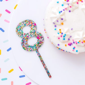 Confetti Cake Topper - 8 - Colorful Birthday Cake Topper 8th Birthday ...