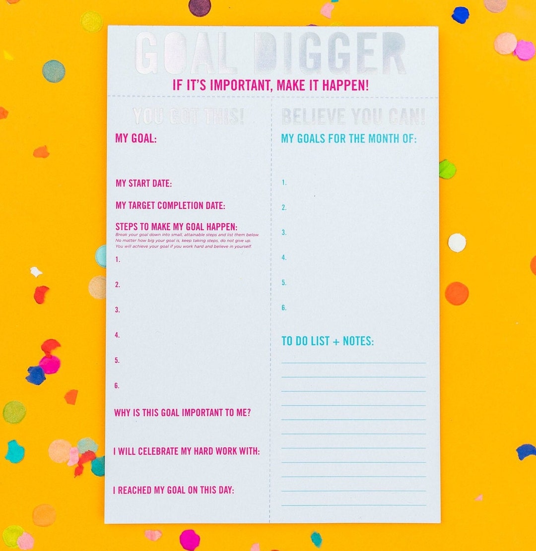 Goal Digger Goal Setting Notepad - Graduation Gifts for Her New Job ...
