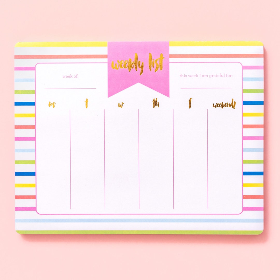 Striped Weekly Planner List Pad Weekly Calendar New Job Gift for Her ...