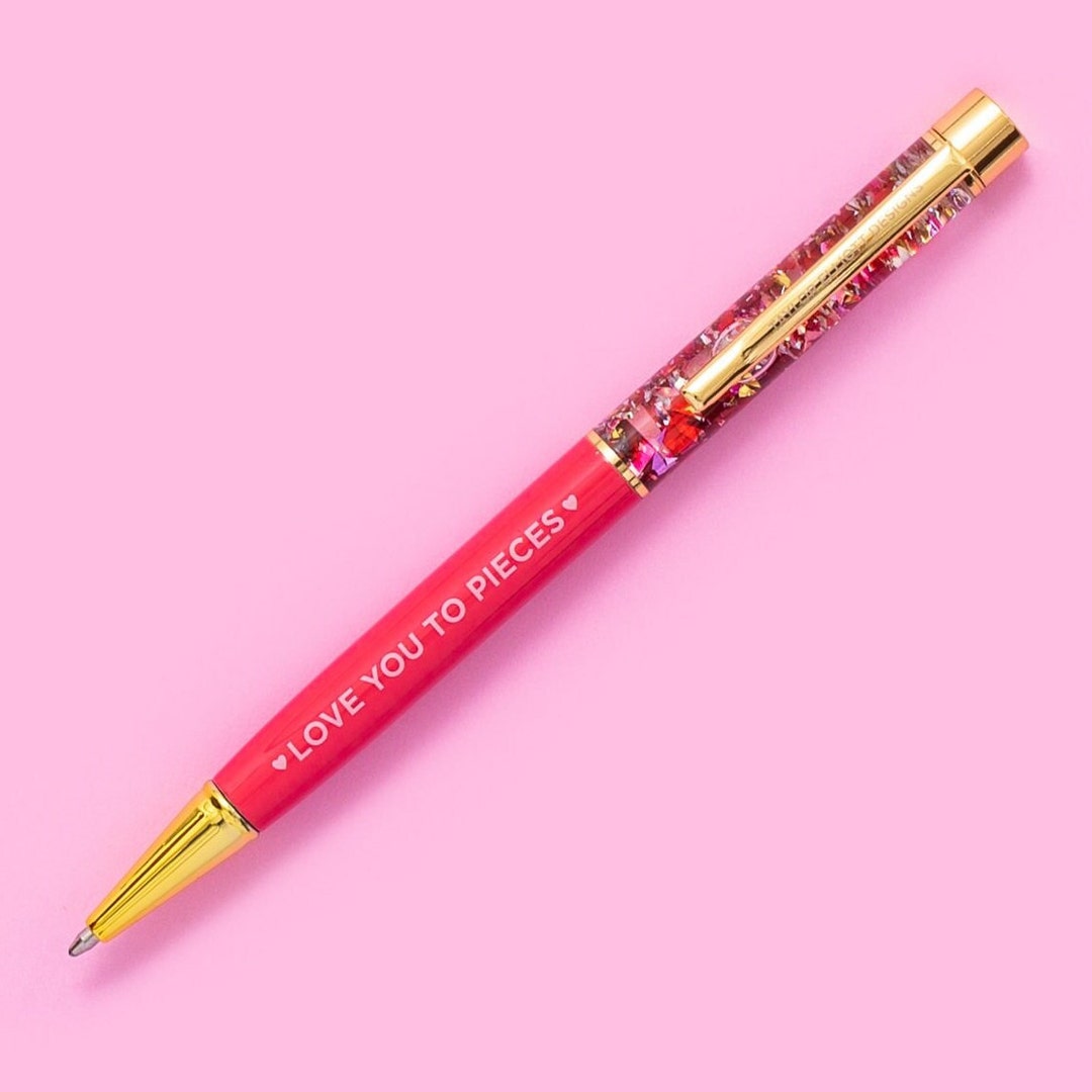 Love You Confetti Black Ink Pen - Valentines Present Gift for Her Desk ...