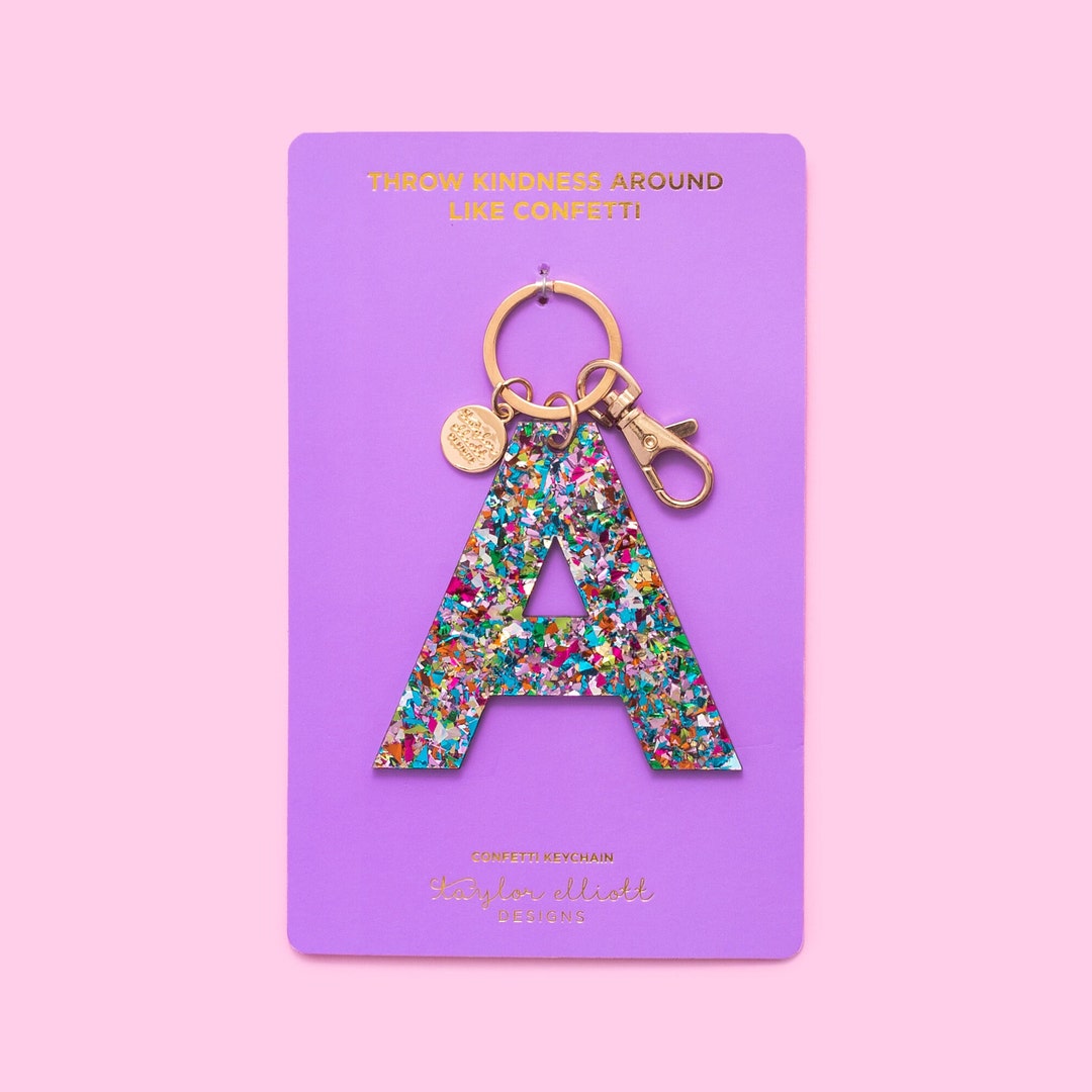 Letter Keychain: Confetti Acrylic Monogram (backpack or Tote Charm) - Etsy