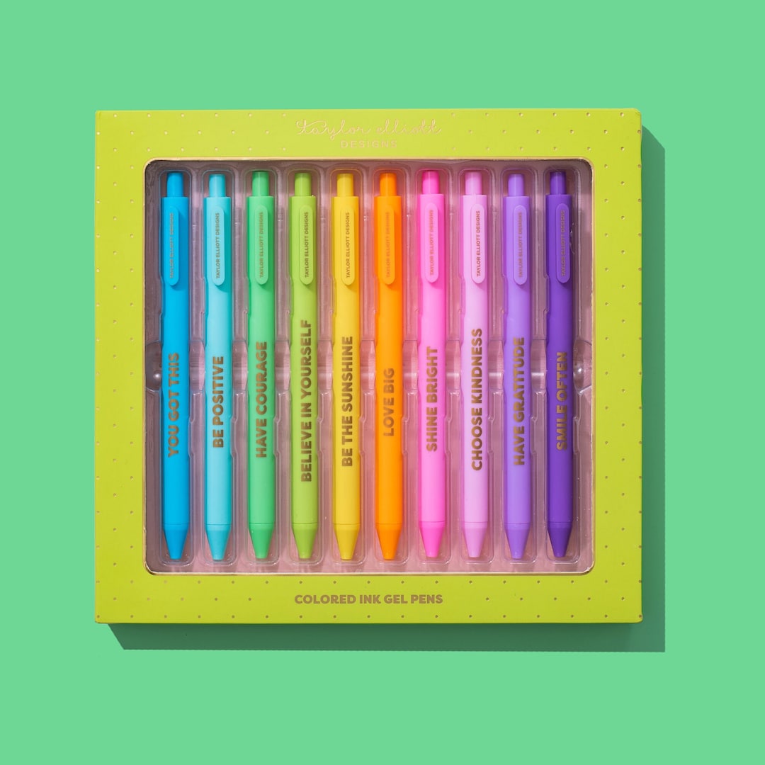 Set of 10 Colored Gel Pens - Gel Pens for Adult Coloring Teacher ...