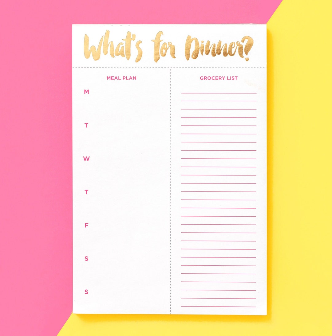 Meal Planning Notepad Meal Planner Meal Organization Meal Calendar ...