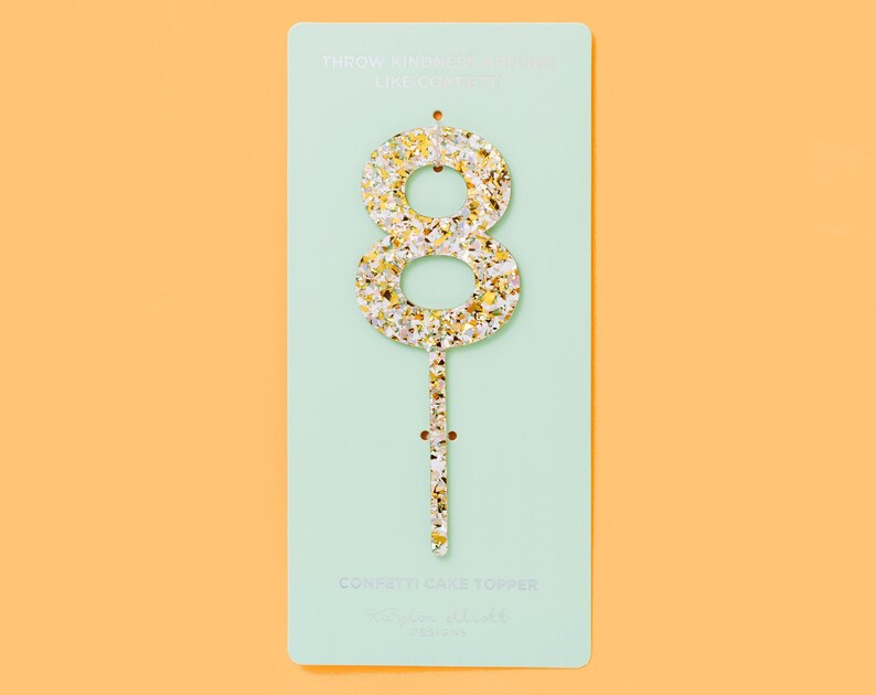 Pearl Confetti Cake Topper 8 Birthday Cake Topper 8th - Etsy