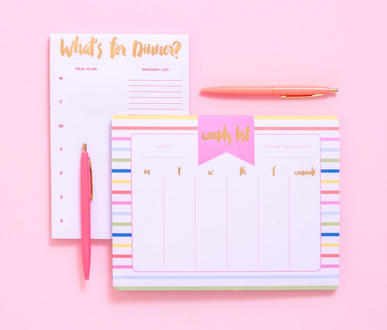 Striped Weekly Planner List Pad Weekly Calendar New Job Gift - Etsy