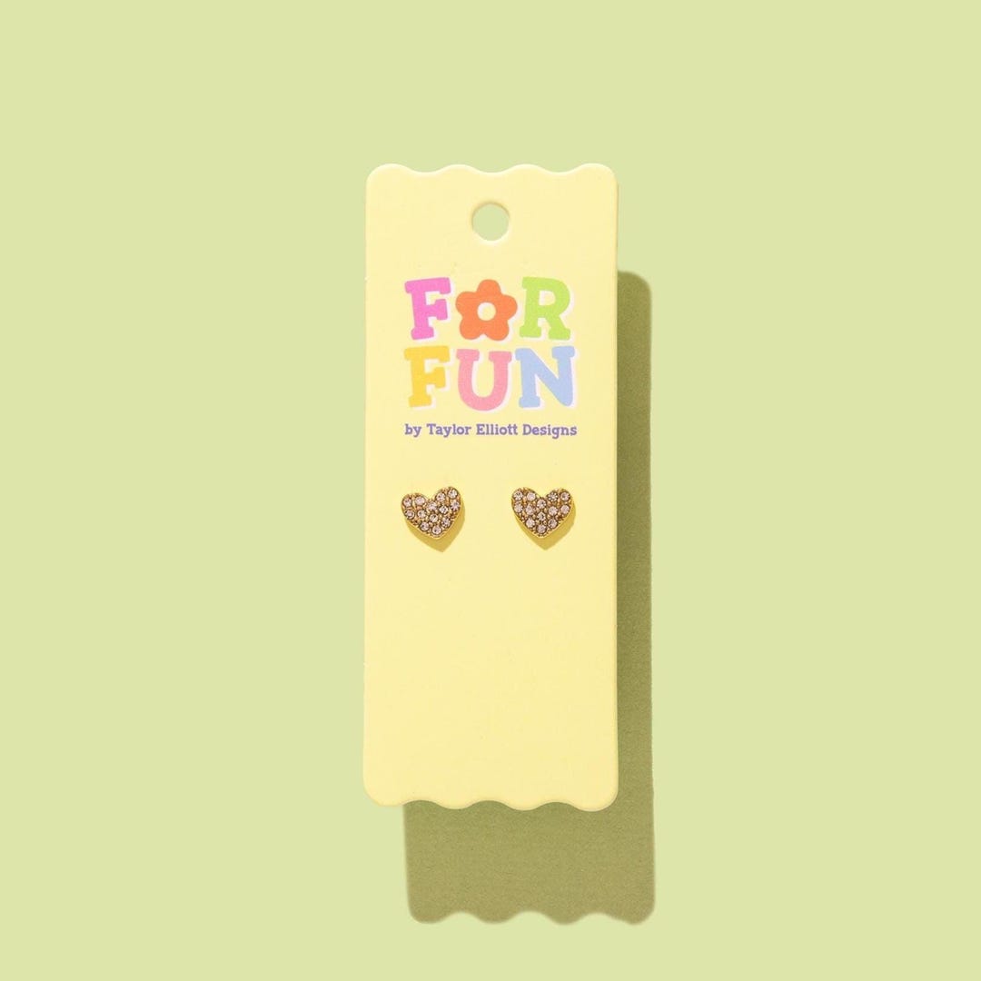 Tween Heart Stud Earrings, Gold Plated Crystal (lightweight ...
