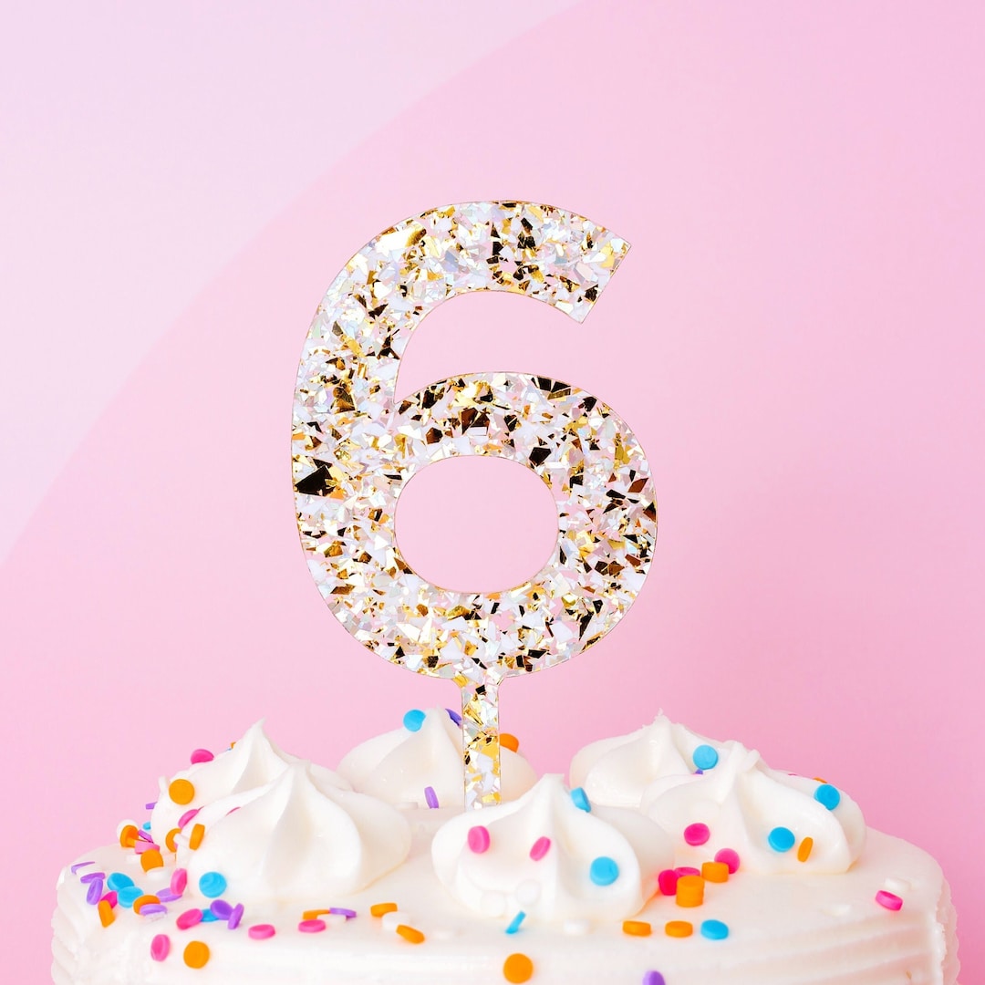 Pearl Confetti Cake Topper - 6 - Confetti Birthday Decor Sparkle Party ...