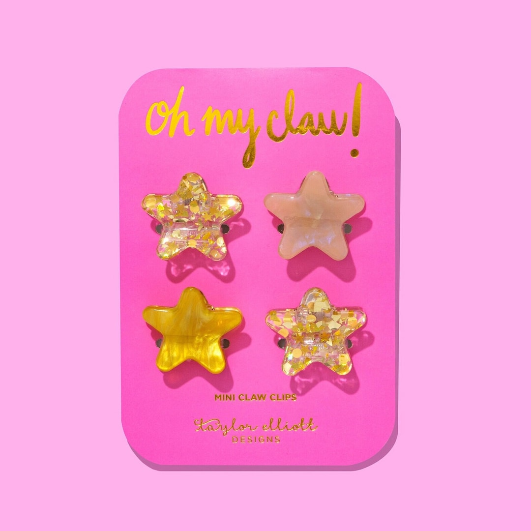 Gold Confetti Mini Claw Clips - Star Shaped Clip Hair Accessories Tween ...