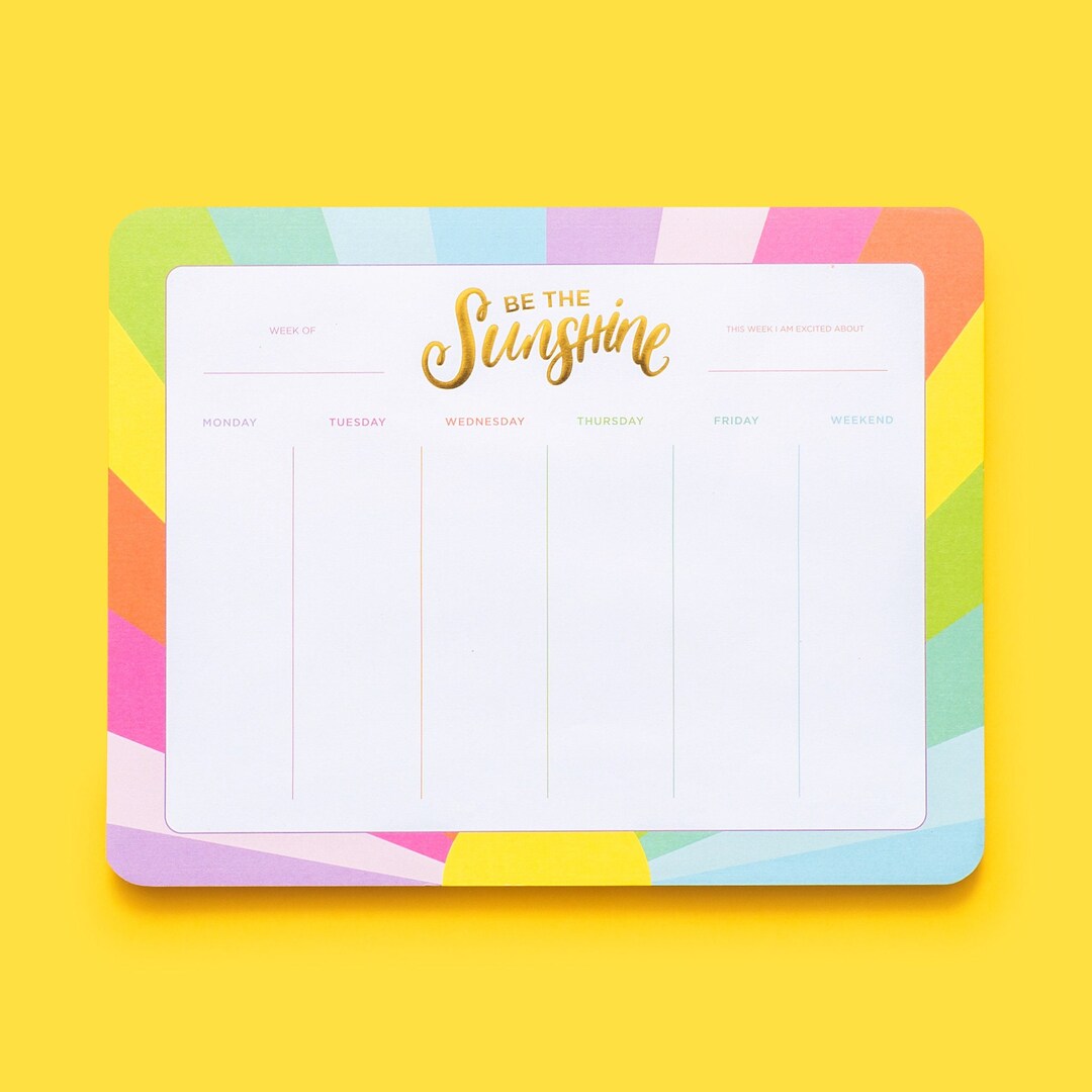 Be the Sunshine Weekly Planner - Calendar Notepad Cute To-do List Desk Pad - Etsy