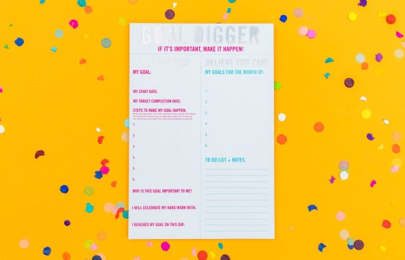 Goal Digger Goal Setting Notepad - Etsy