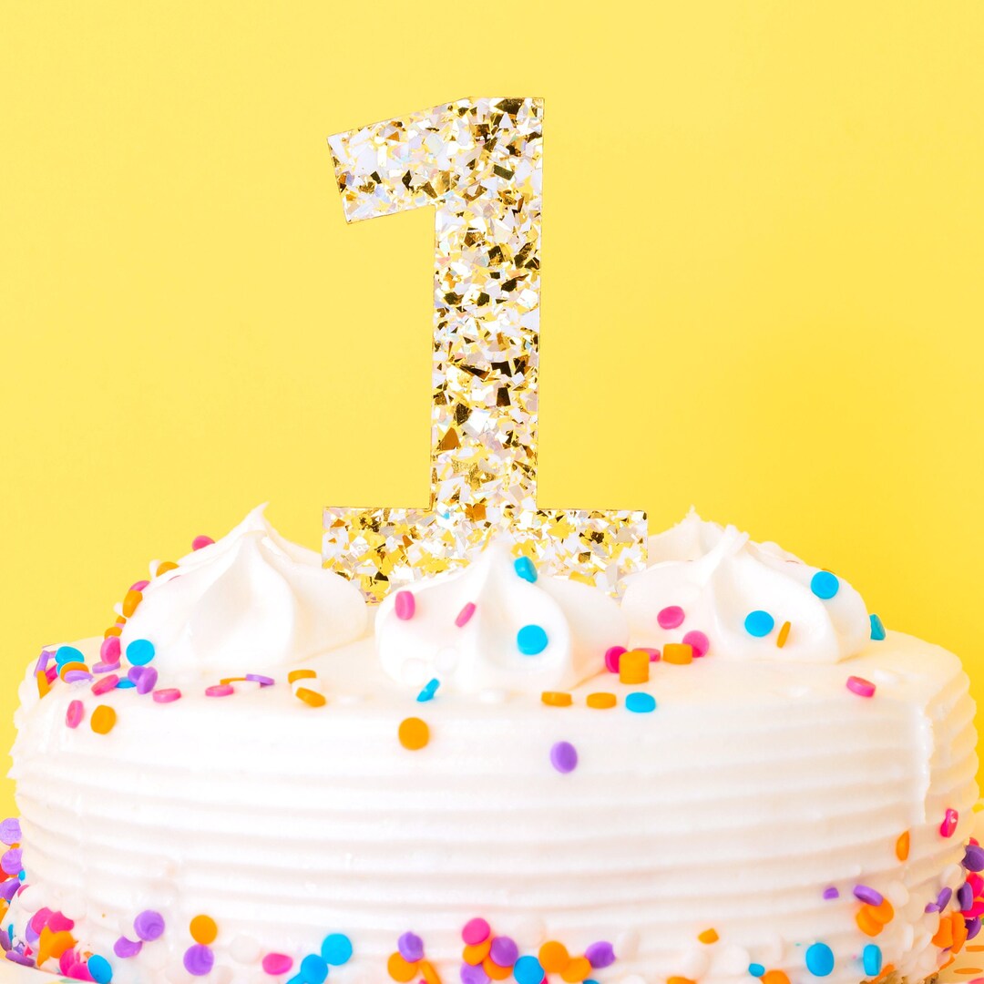 Pearl Confetti Cake Topper - 1 - First Birthday Cake Topper Neutral ...
