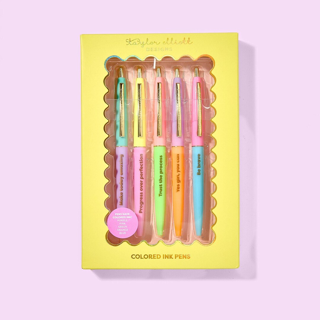 Motivational Pen Set - Colorful Ink With Uplifting Sayings - Etsy