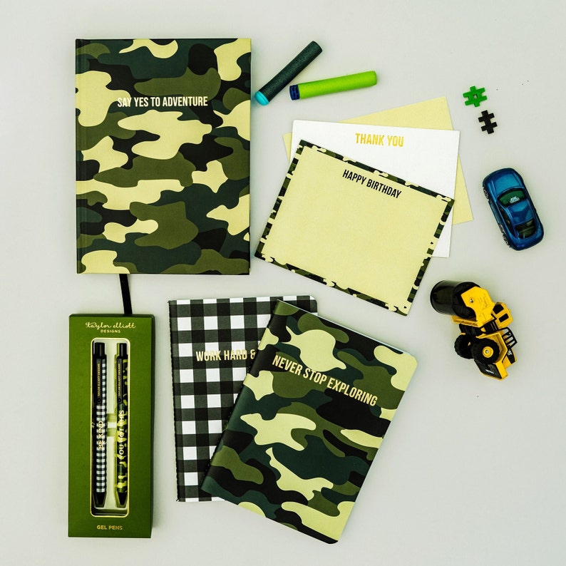 Adventure Gel Pen Set, Camo & Gingham (black Ink, Gold Foil) - Etsy