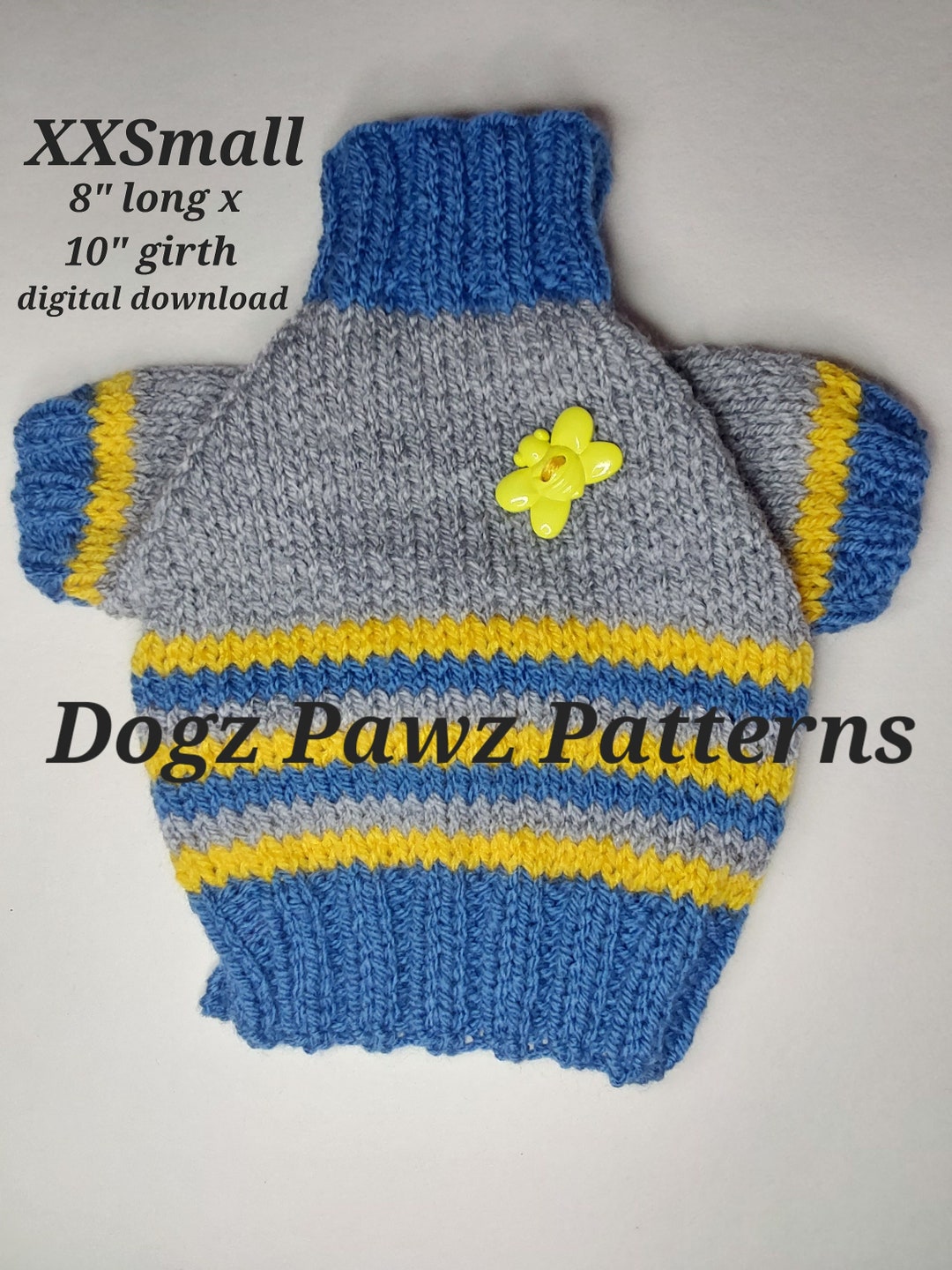 PDF KNITTING PATTERN Xxsmall 8” Long X 10” Girth Raglan Sleeved Dog ...