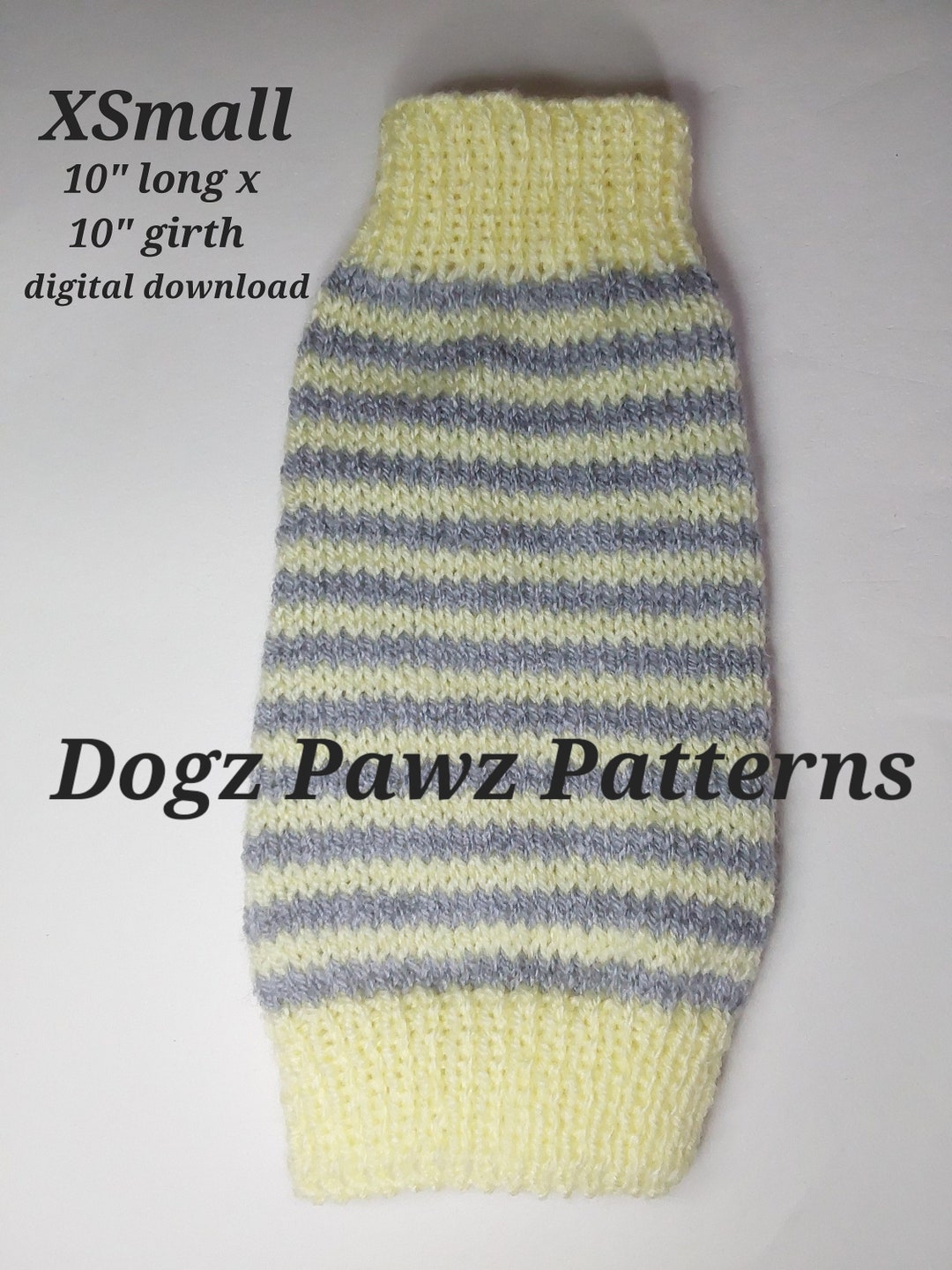 PDF KNITTING PATTERN Xsmall (10” Long X 10” Girth) Basic Sleeveless Dog ...