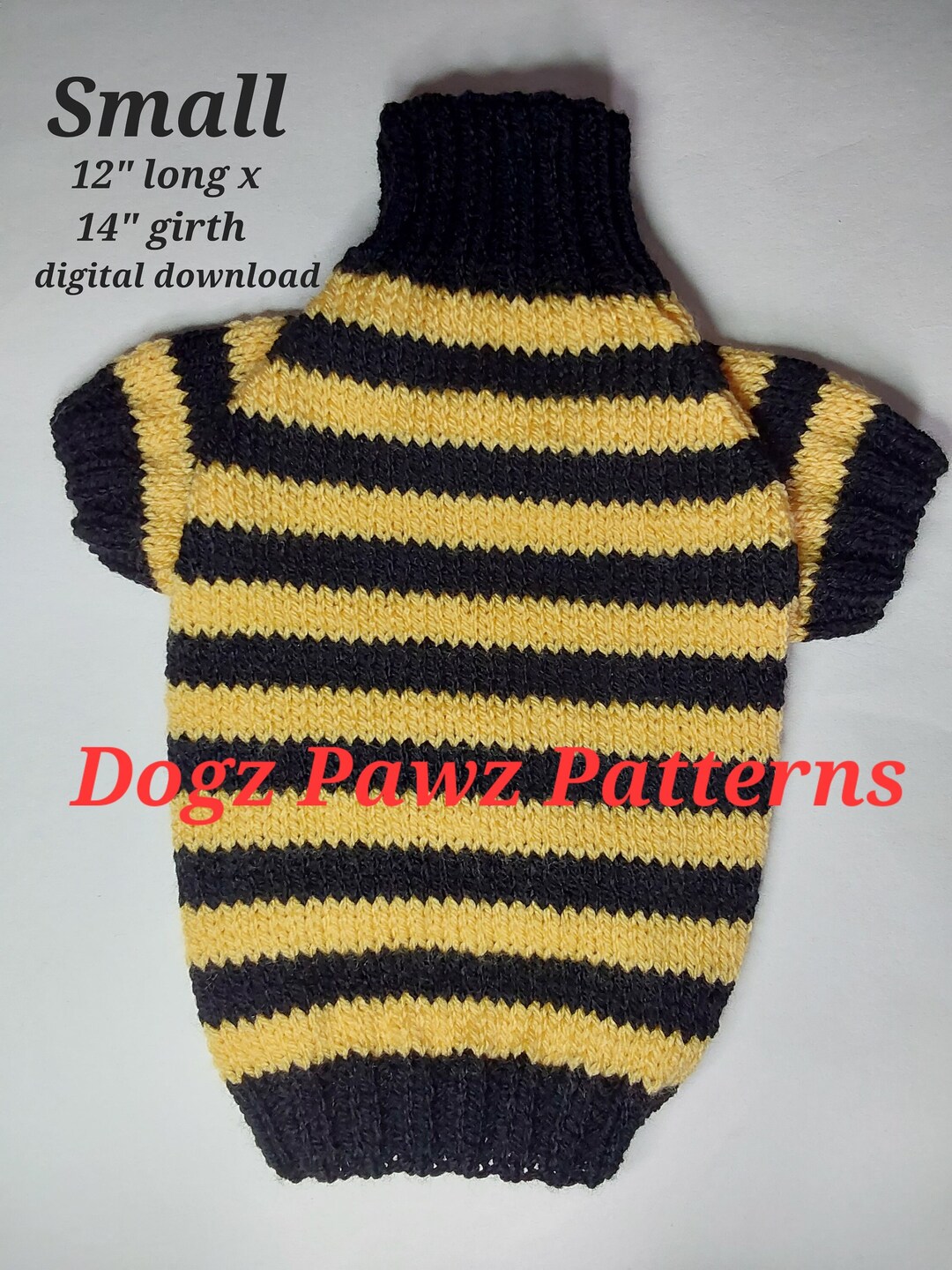 PDF KNITTING PATTERN Small (12” Long X 14” Girth) Raglan Sleeved Dog ...