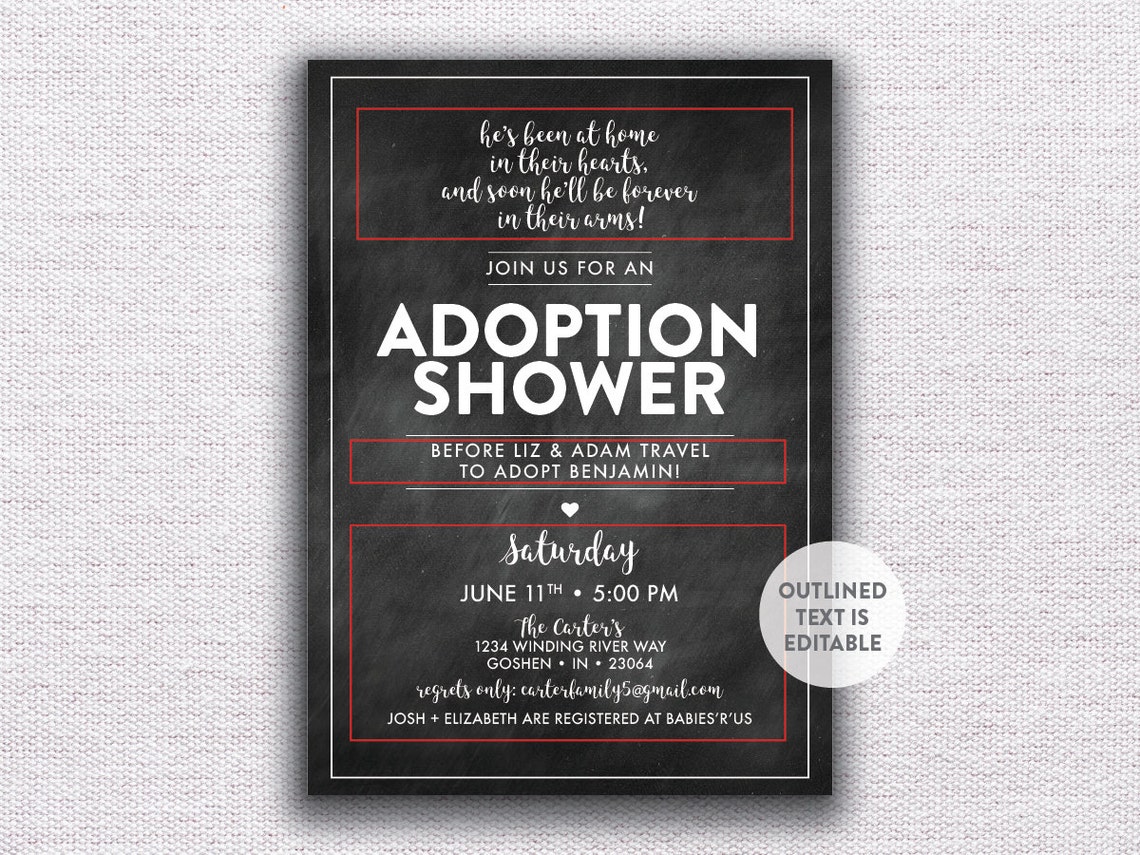 INSTANT DOWNLOAD Adoption Shower Printable Invitation / Adoption Party ...