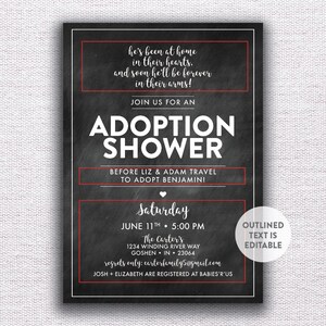 INSTANT DOWNLOAD Adoption Shower Printable Invitation / Adoption Party ...