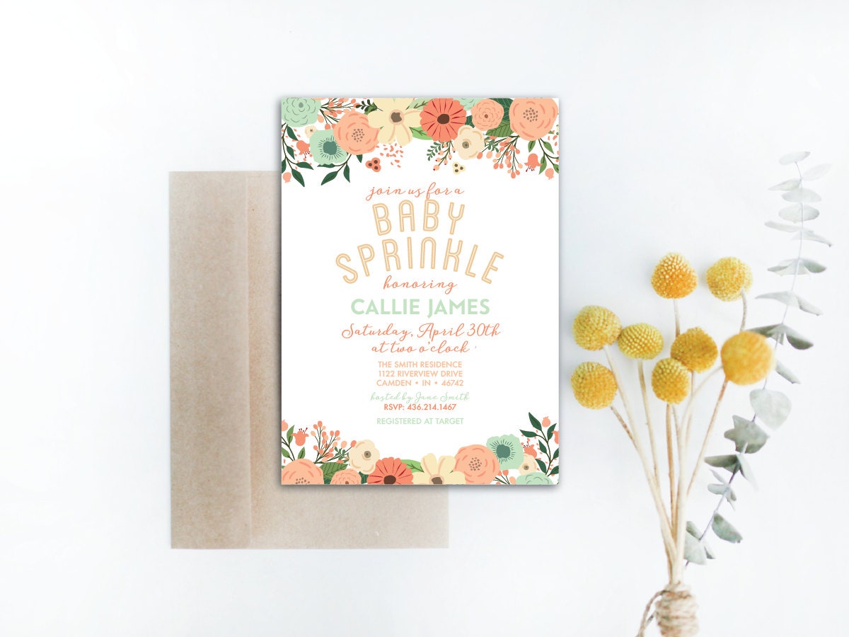 INSTANT DOWNLOAD Baby Sprinkle Invitation / Floral Sprinkle Invite ...