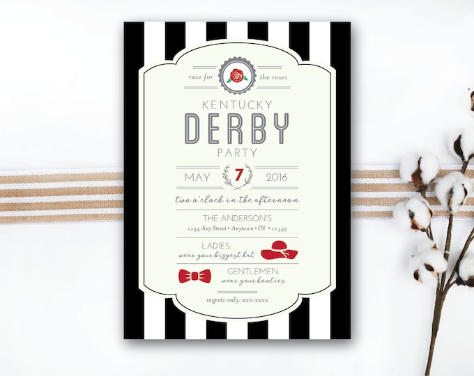 INSTANT DOWNLOAD Kentucky Derby Invitation / Derby Party Invite ...