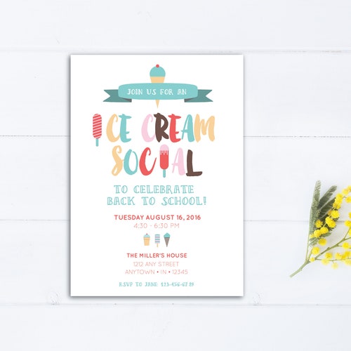 Editable and Printable Back to School Ice Cream Party - Etsy